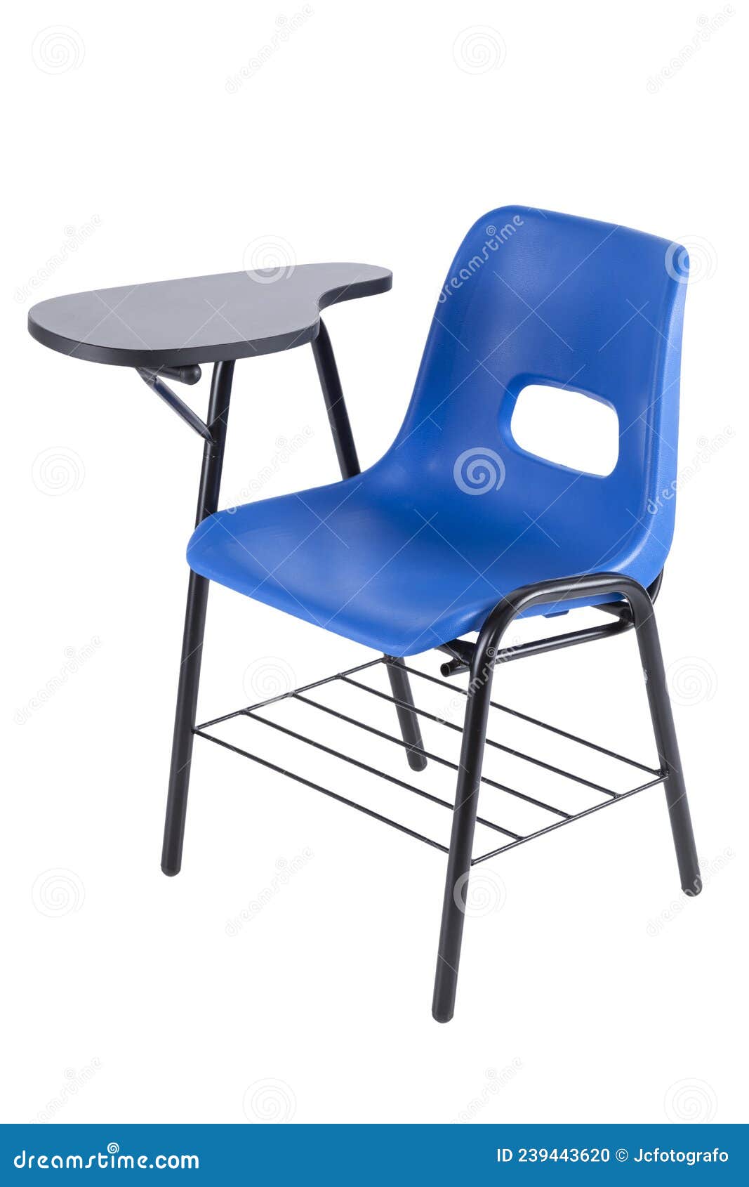 Blue Plastic School Desk on White Background Stock Photo - Image of ...