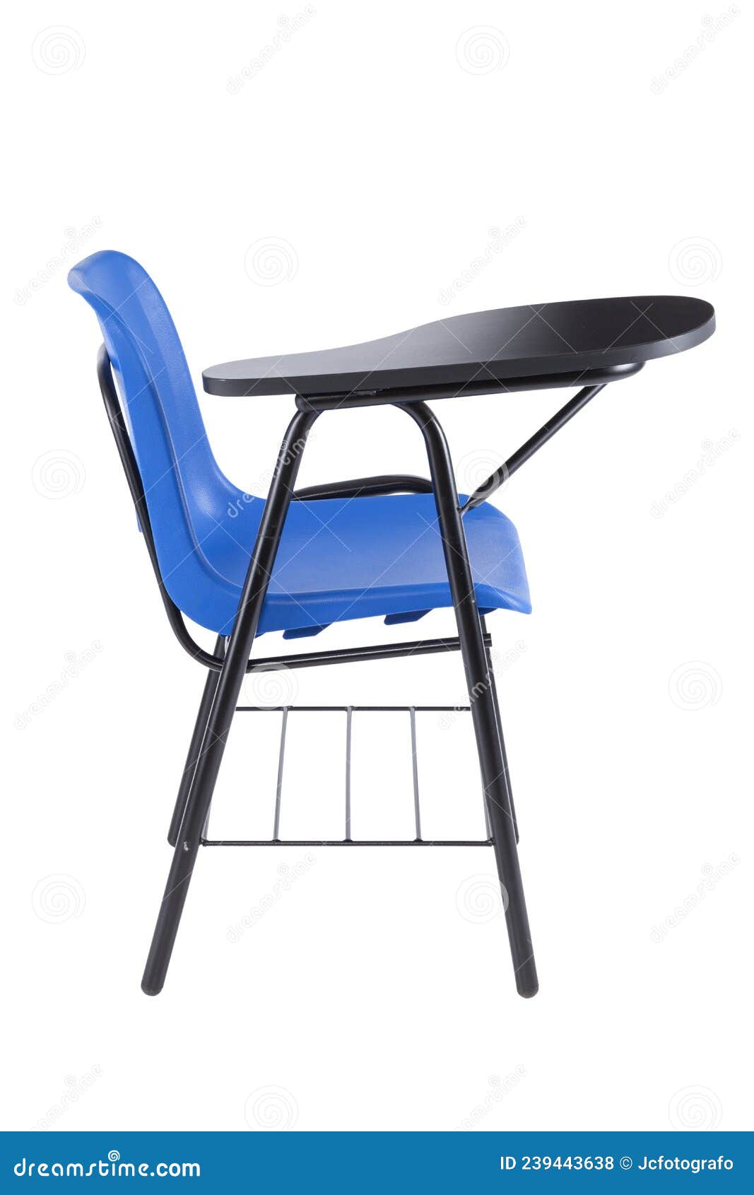 Blue Plastic School Desk on White Background Stock Photo - Image of ...