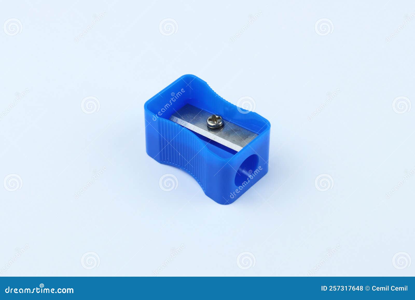 Blue Plastic Sharpener on White Background Stock Photo - Image of ...