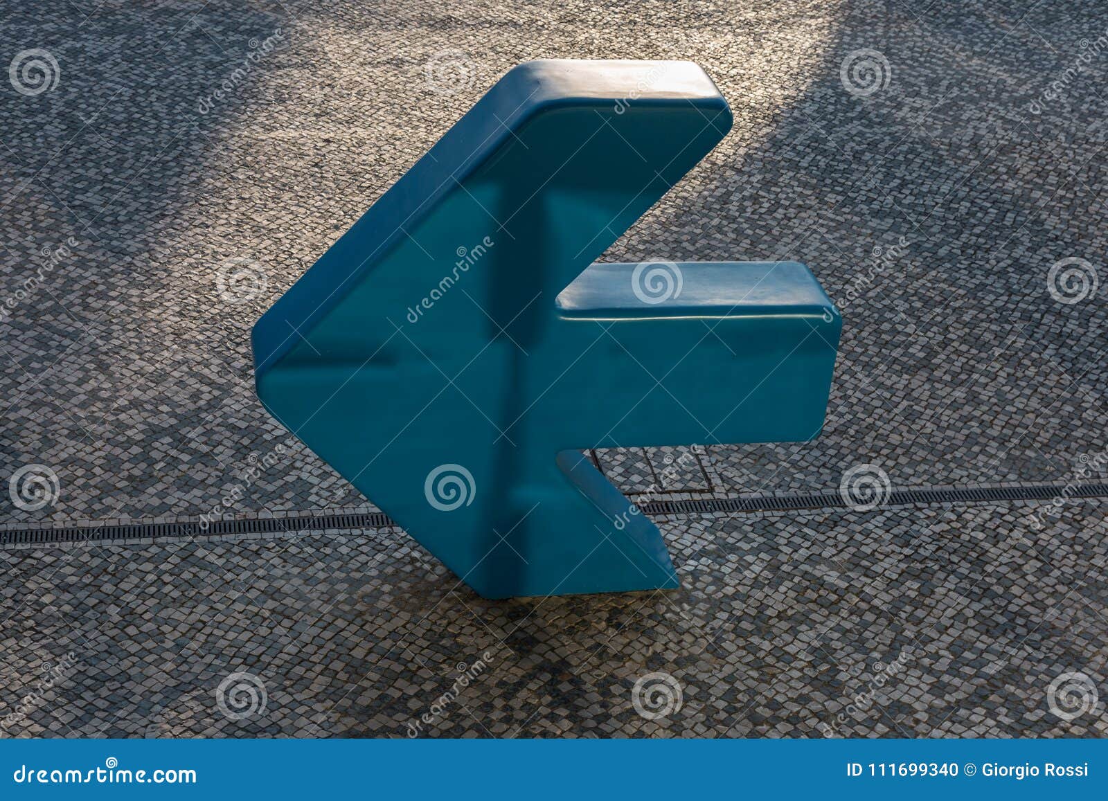 Blue Plastic Sign with Empty Direction Arrow Stock Photo - Image of ...