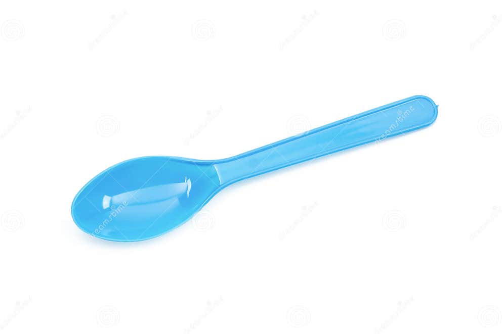 Blue Plastic Spoon Isolated on White Background Stock Photo - Image of ...