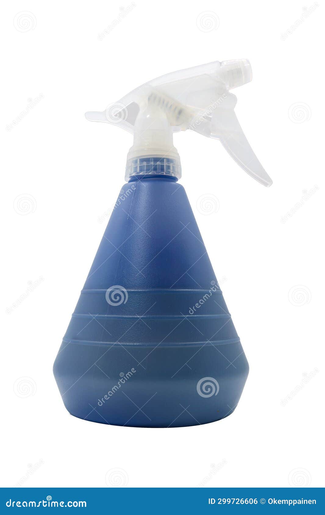 Blue Plastic Spray Bottle Side View. Isolated on White with Clipping ...