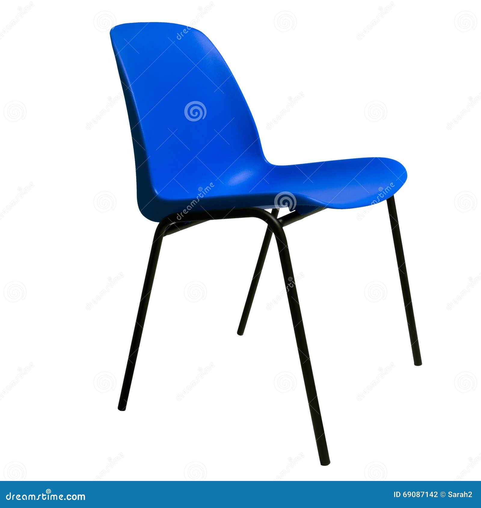Blue Plastic Stacking Chair Isolated on White. Stock Photo - Image of ...