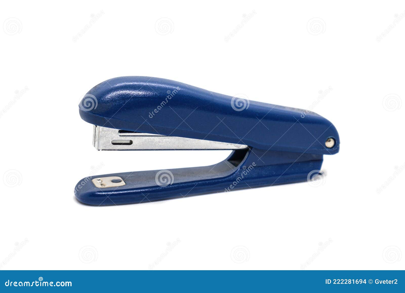 Blue Plastic Stapler on a White Background Stock Photo - Image of desk ...