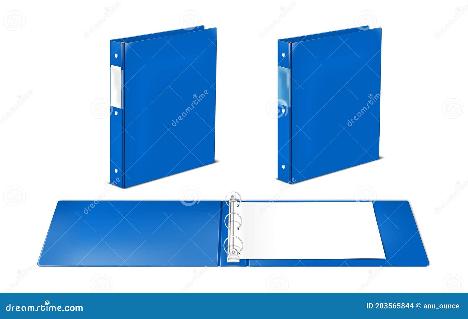 Blue Plastic Three Ring Binder File Folder with Label Pocket - Closed ...