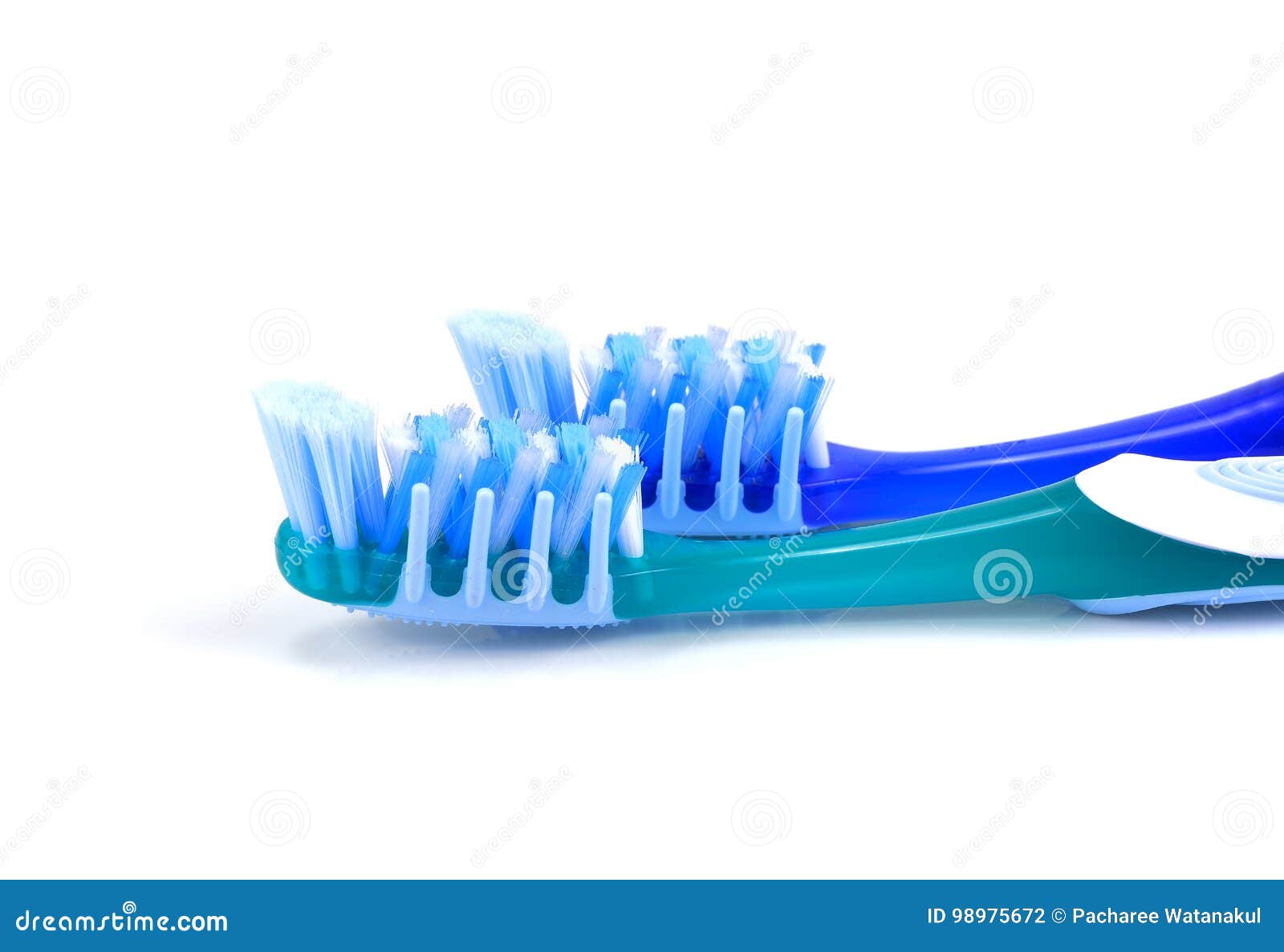 Blue Plastic Toothbrush, the Top View, Composition of Two Toothbrushes ...
