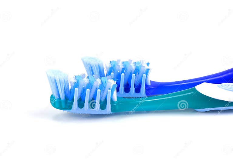 Blue Plastic Toothbrush, the Top View, Composition of Two Toothbrushes ...