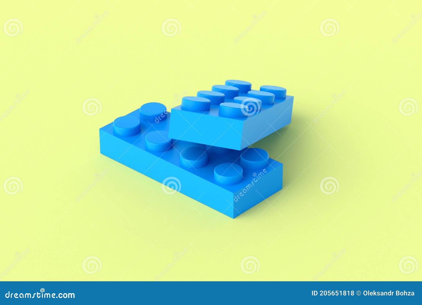 Blue Plastic Toy Blocks on Yellow Background Stock Illustration ...