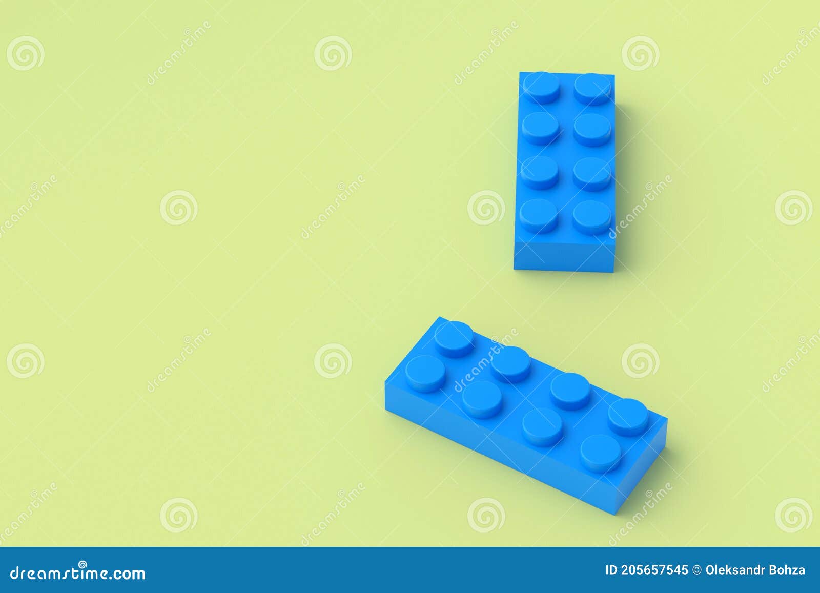 Blue Plastic Toy Blocks on Yellow Background Stock Illustration ...
