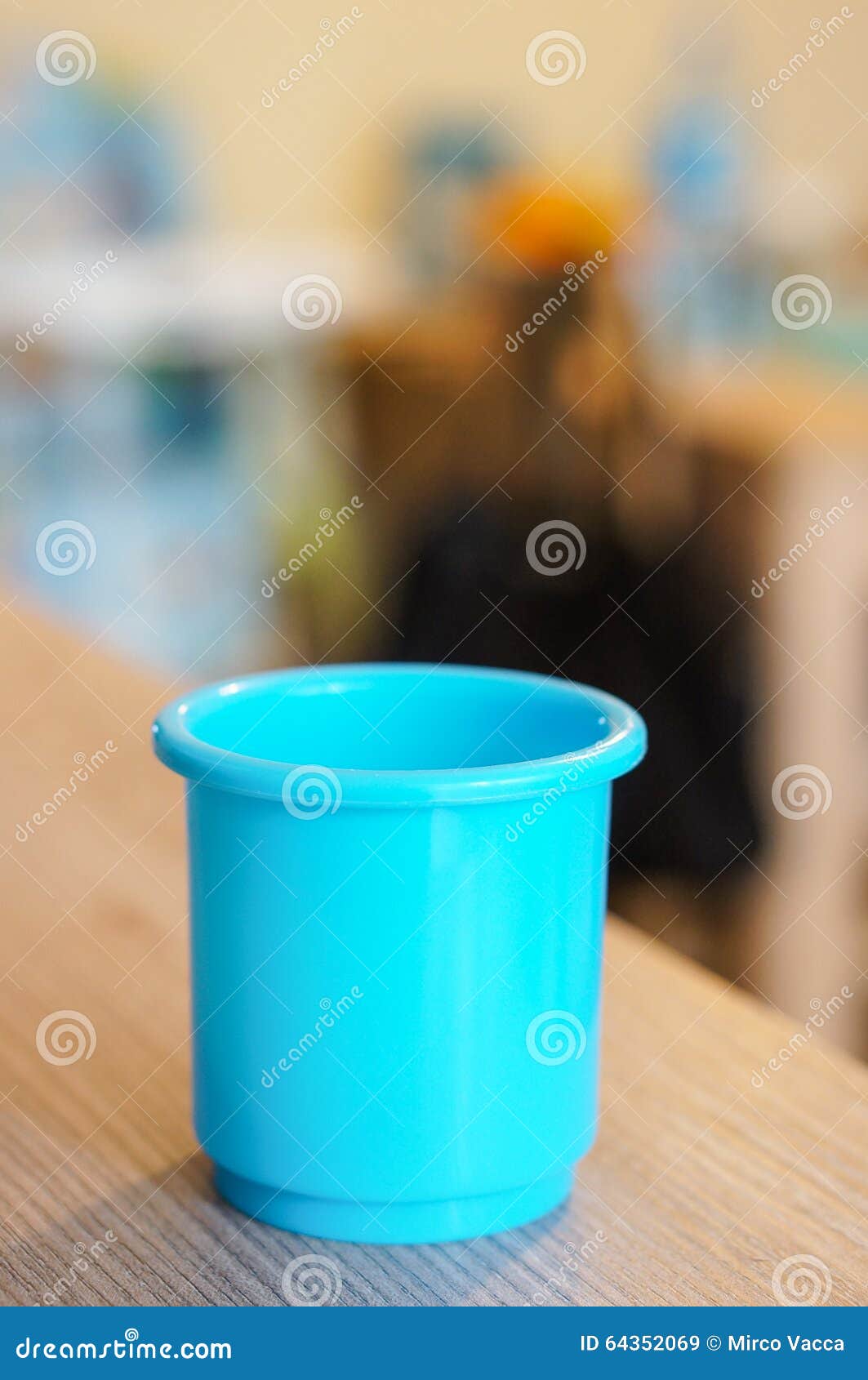 Blue plastic toy cup stock image. Image of plastic, table - 64352069