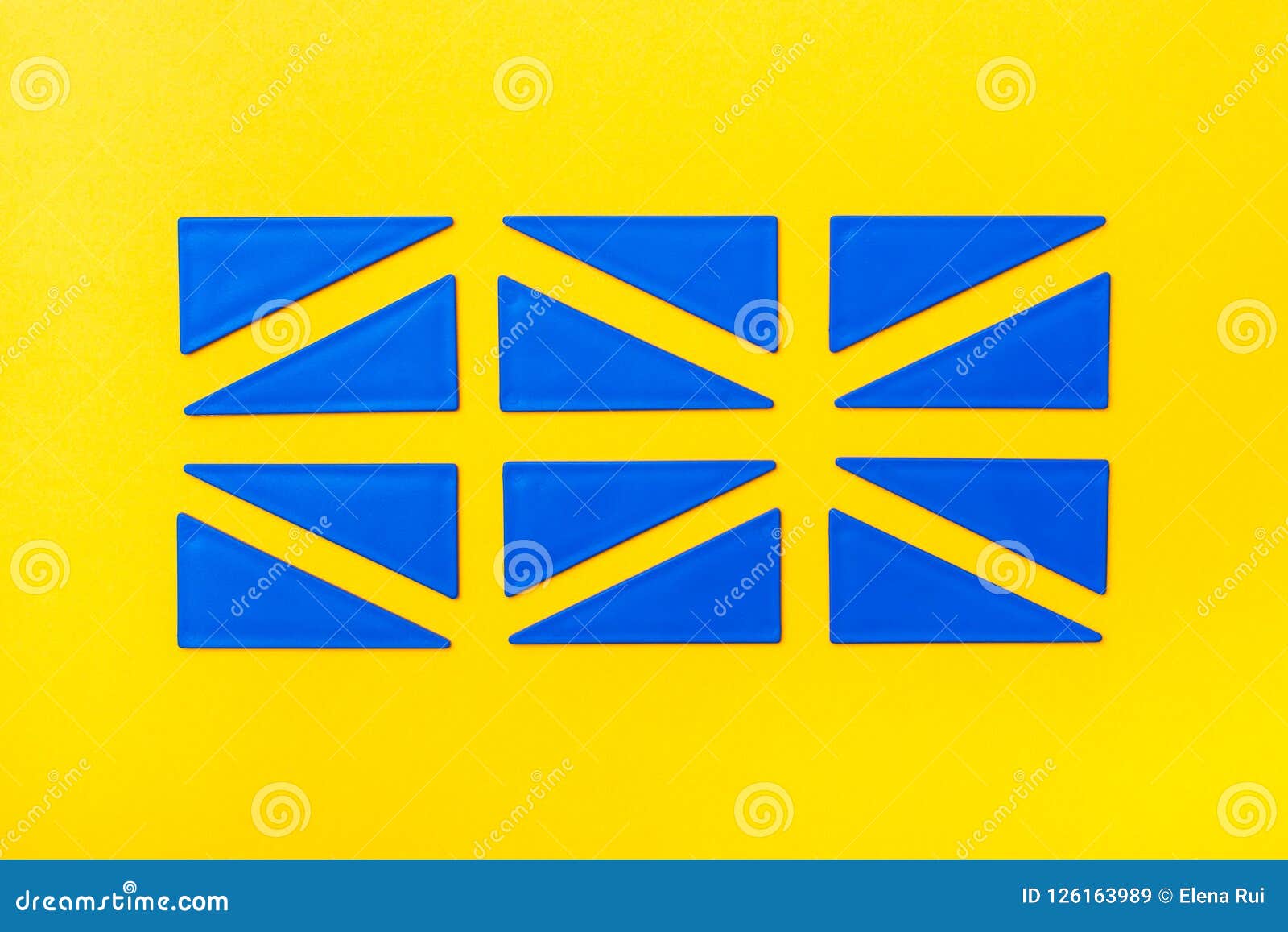 Blue Plastic Triangles are Laid Out in Straight Rows Stock Image ...