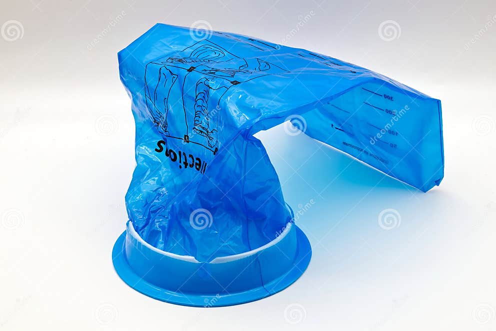Blue Plastic Vomit Bag Isolated on White Background Stock Photo - Image ...