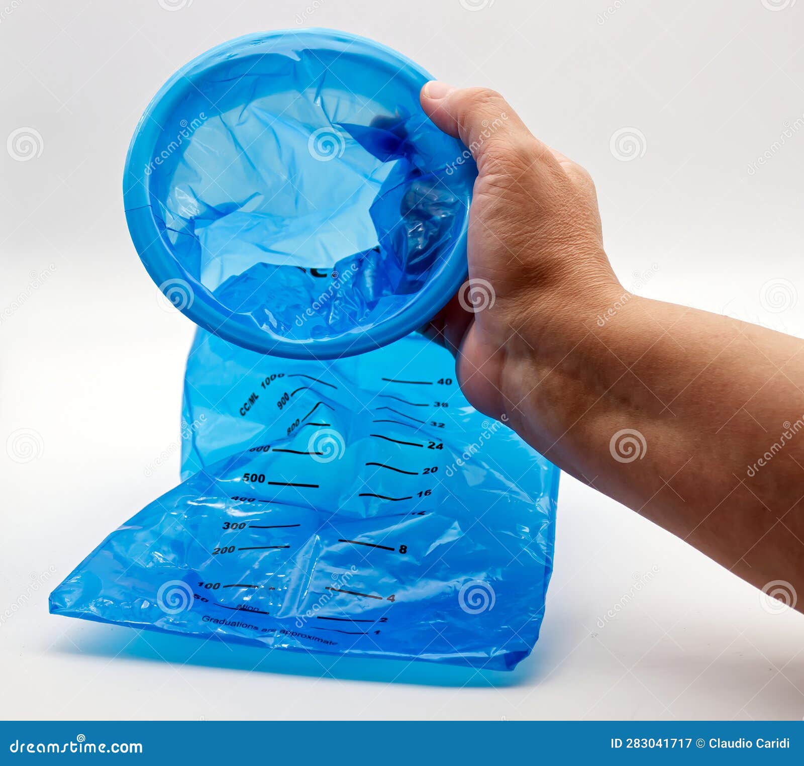 Blue Plastic Vomit Bag on White Background Stock Image - Image of ...
