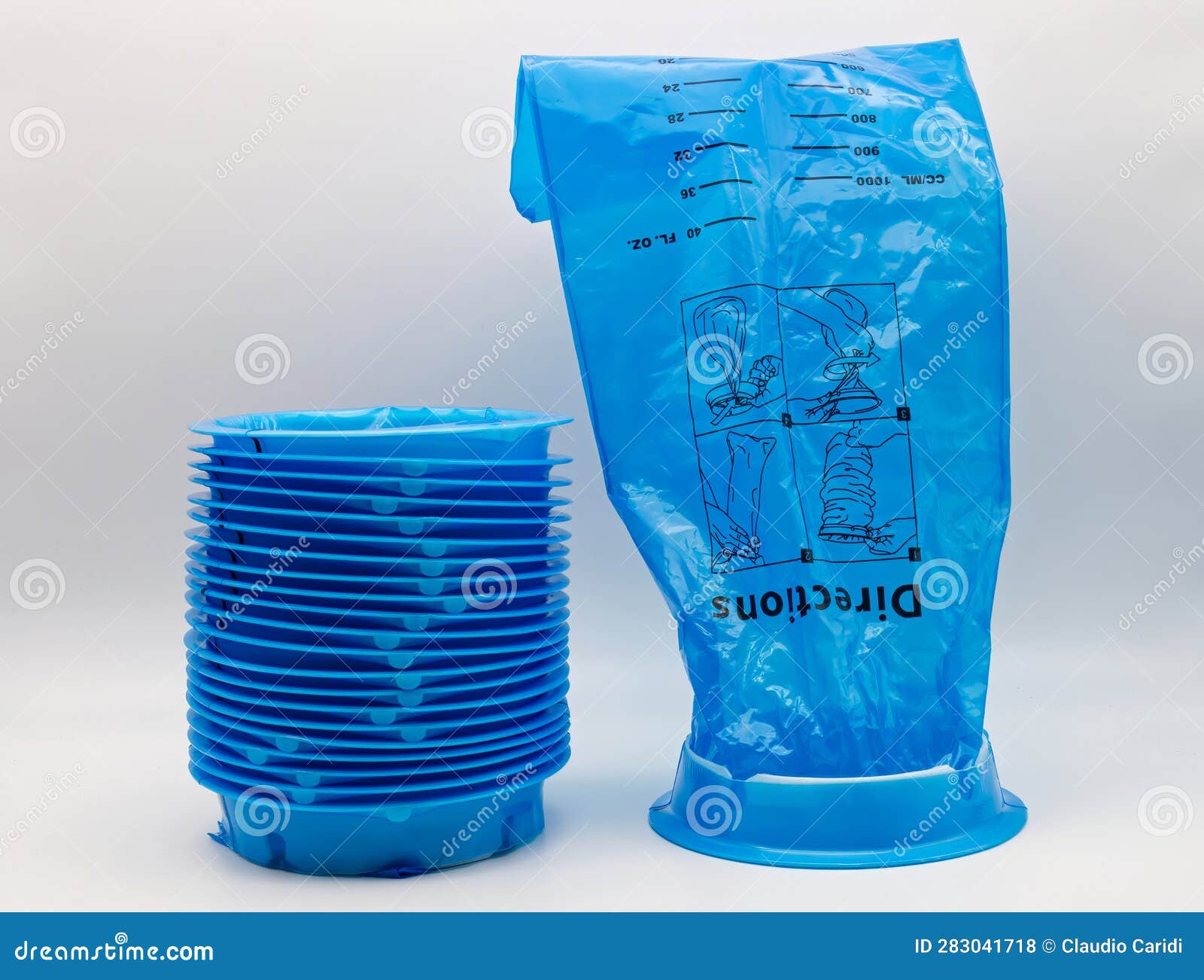 Blue Plastic Vomit Bag Isolated on White Background Stock Photo - Image ...