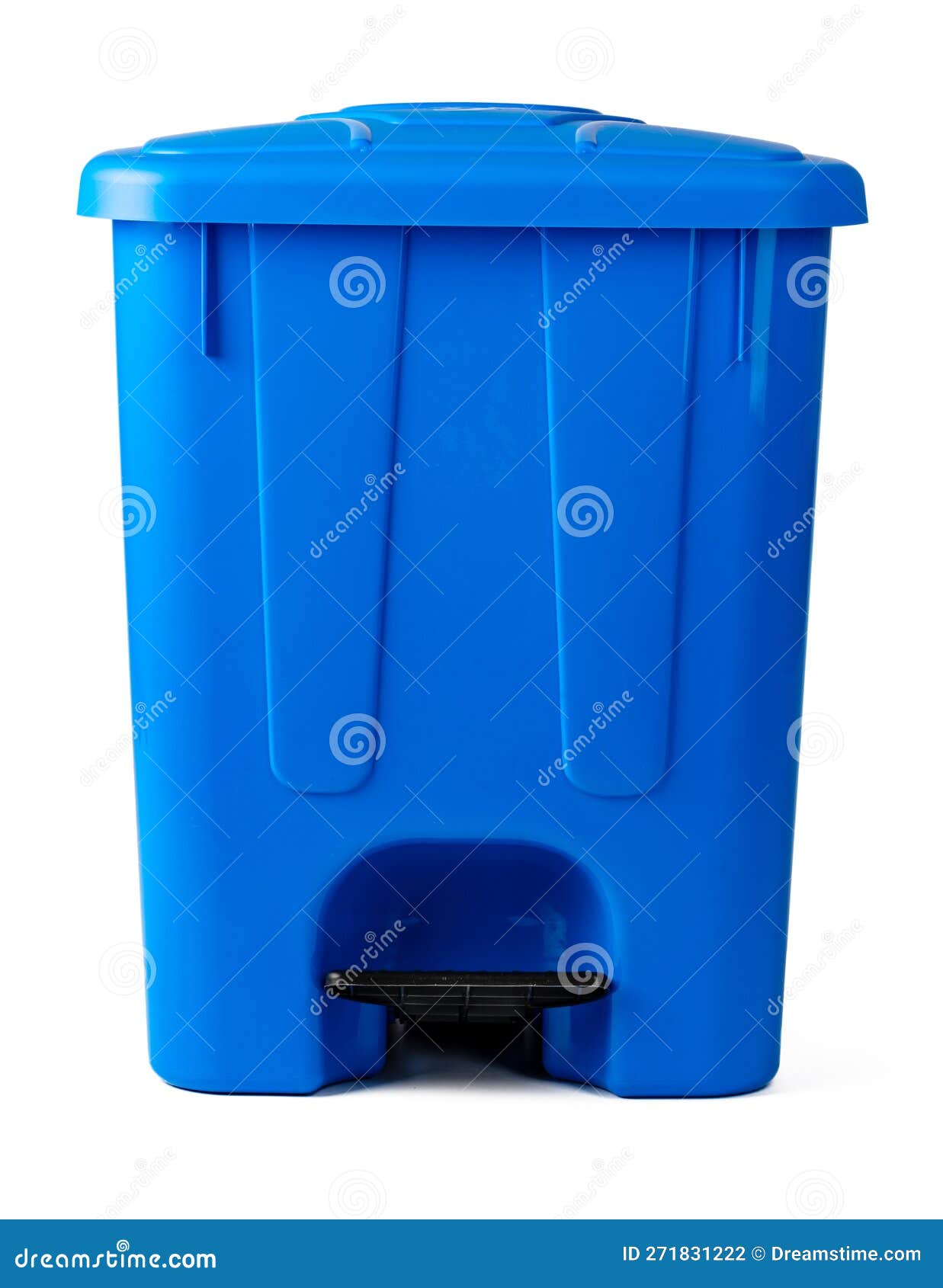 Blue Plastic Waste Bin Isolated on White Background Stock Photo - Image ...