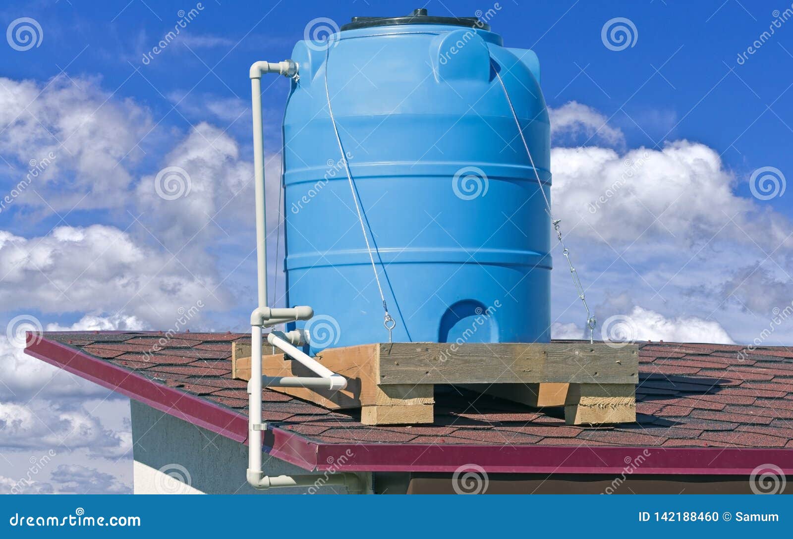 Blue Plastic Water Barrel Storage Industrial Container Stock Photo ...