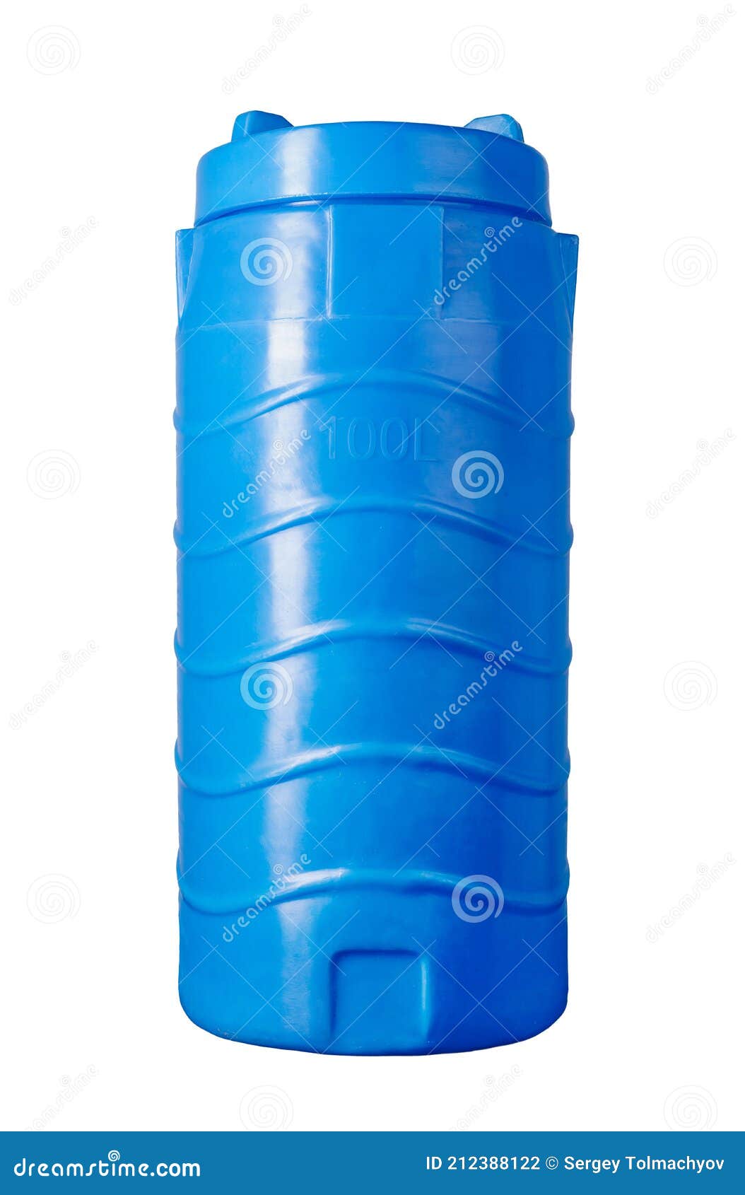 Blue Plastic Water Tank Isolated on White Stock Photo - Image of large ...