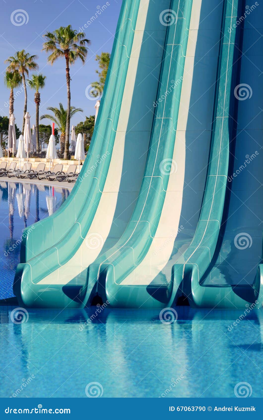 Blue plastic waterslide stock photo. Image of leisure - 67063790