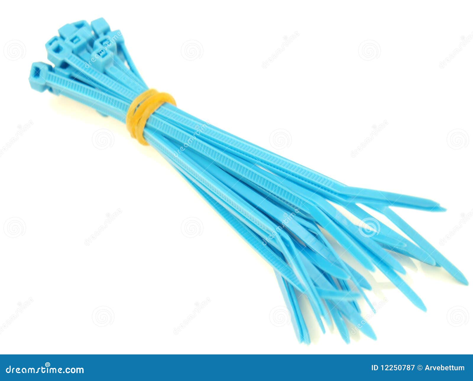 Blue plastic wire ties stock image. Image of isolated - 12250787
