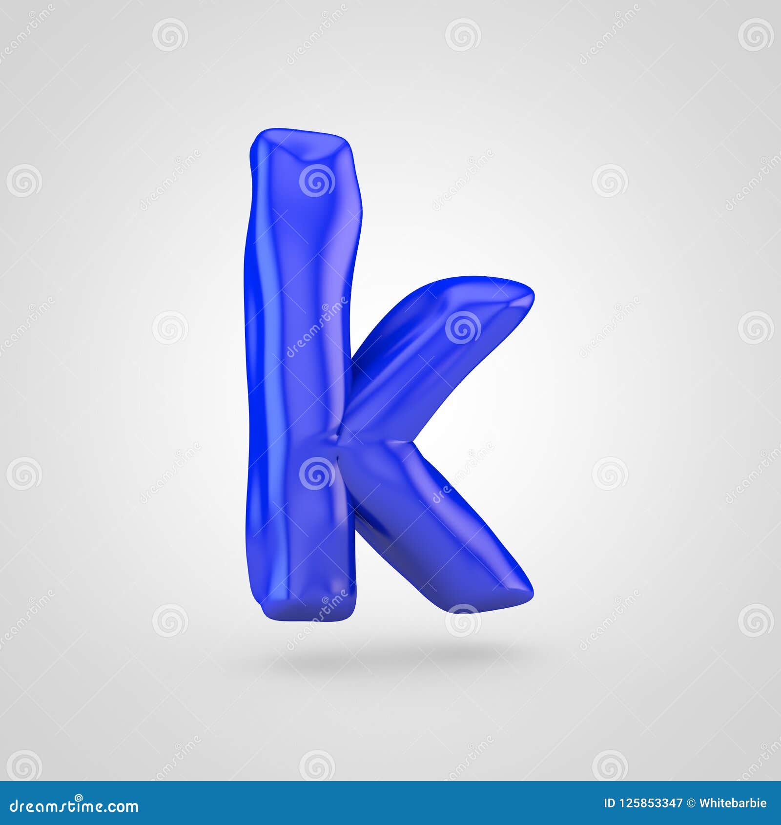 Blue Plasticine Letter K Lowercase Isolated on White Background. Stock ...