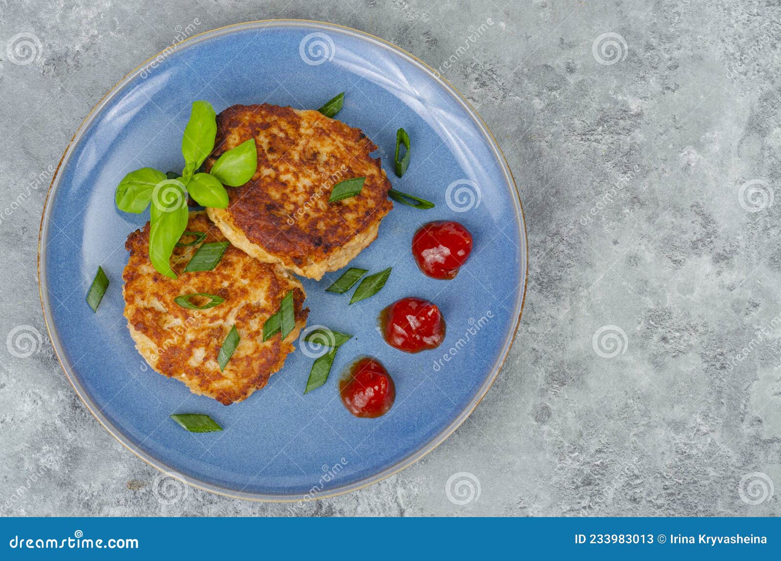 Blue Plate with Two Minced Meat Cutlets. Studio Photo Stock Image ...