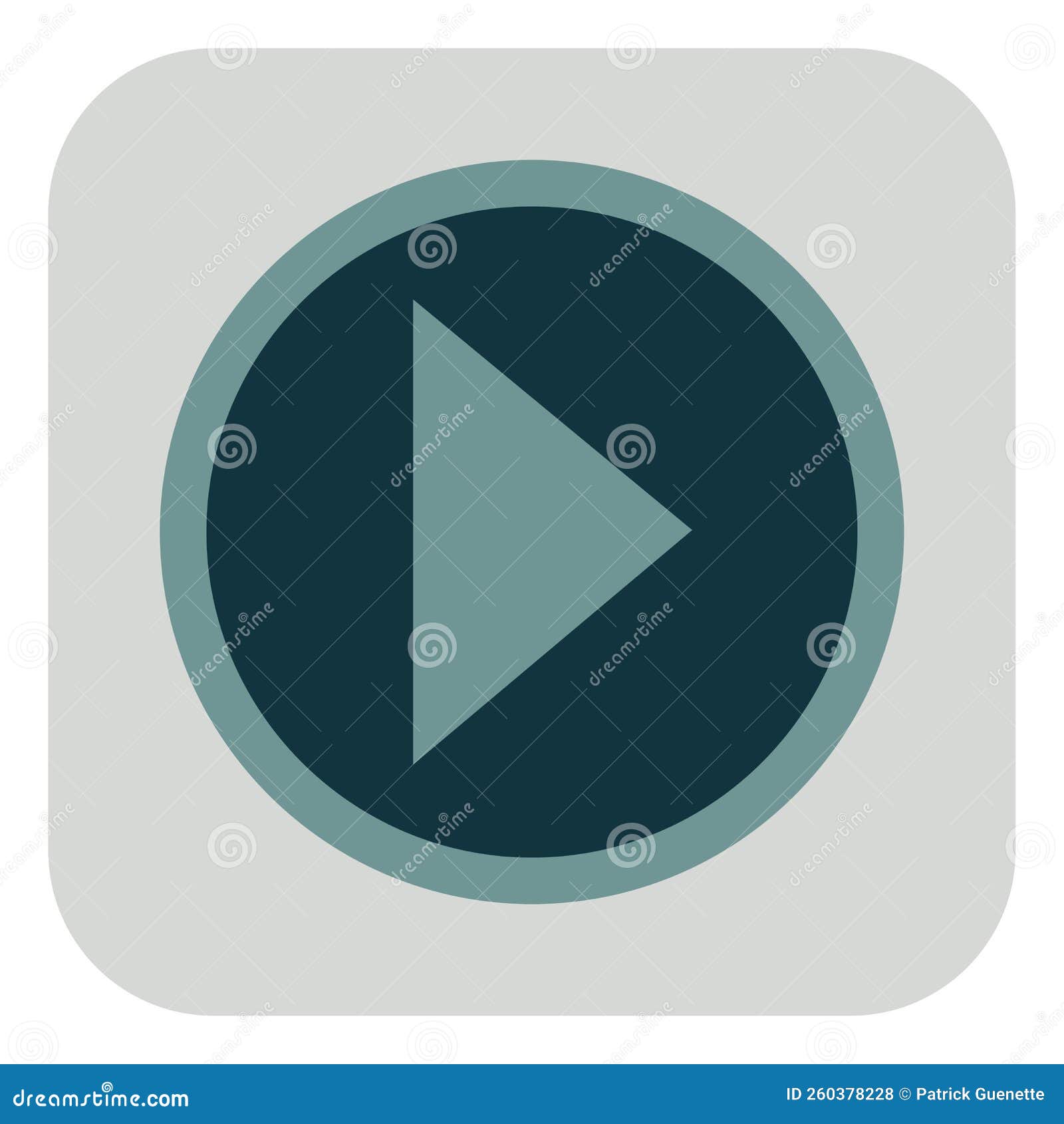 Blue play button, icon stock vector. Illustration of shine - 260378228