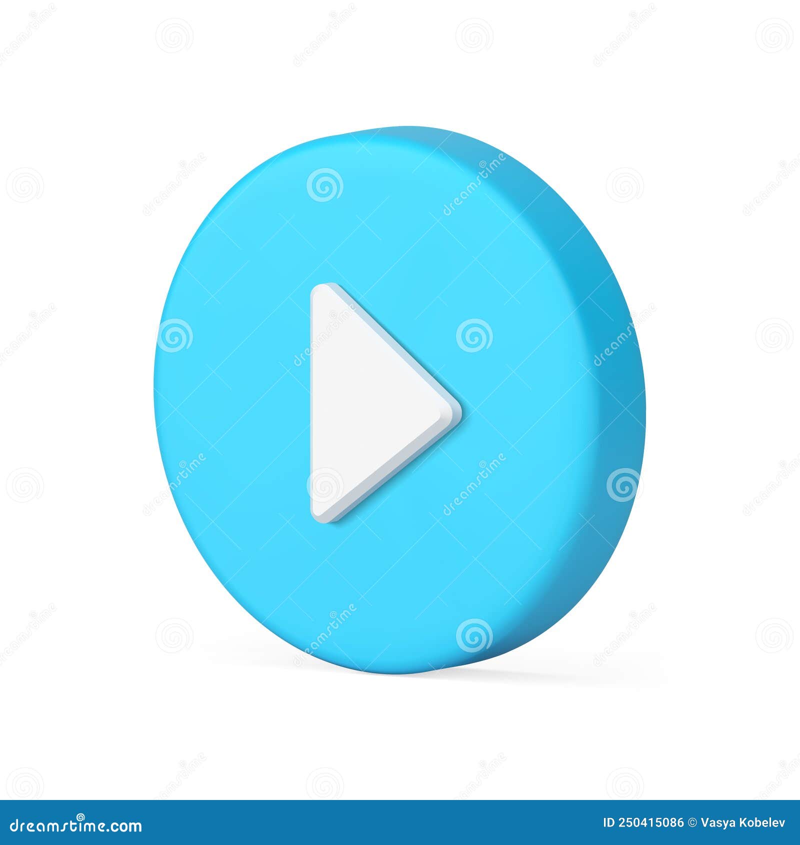 Blue Play Start Circle Badge Isometric Navigation Menu Button Arrow ...