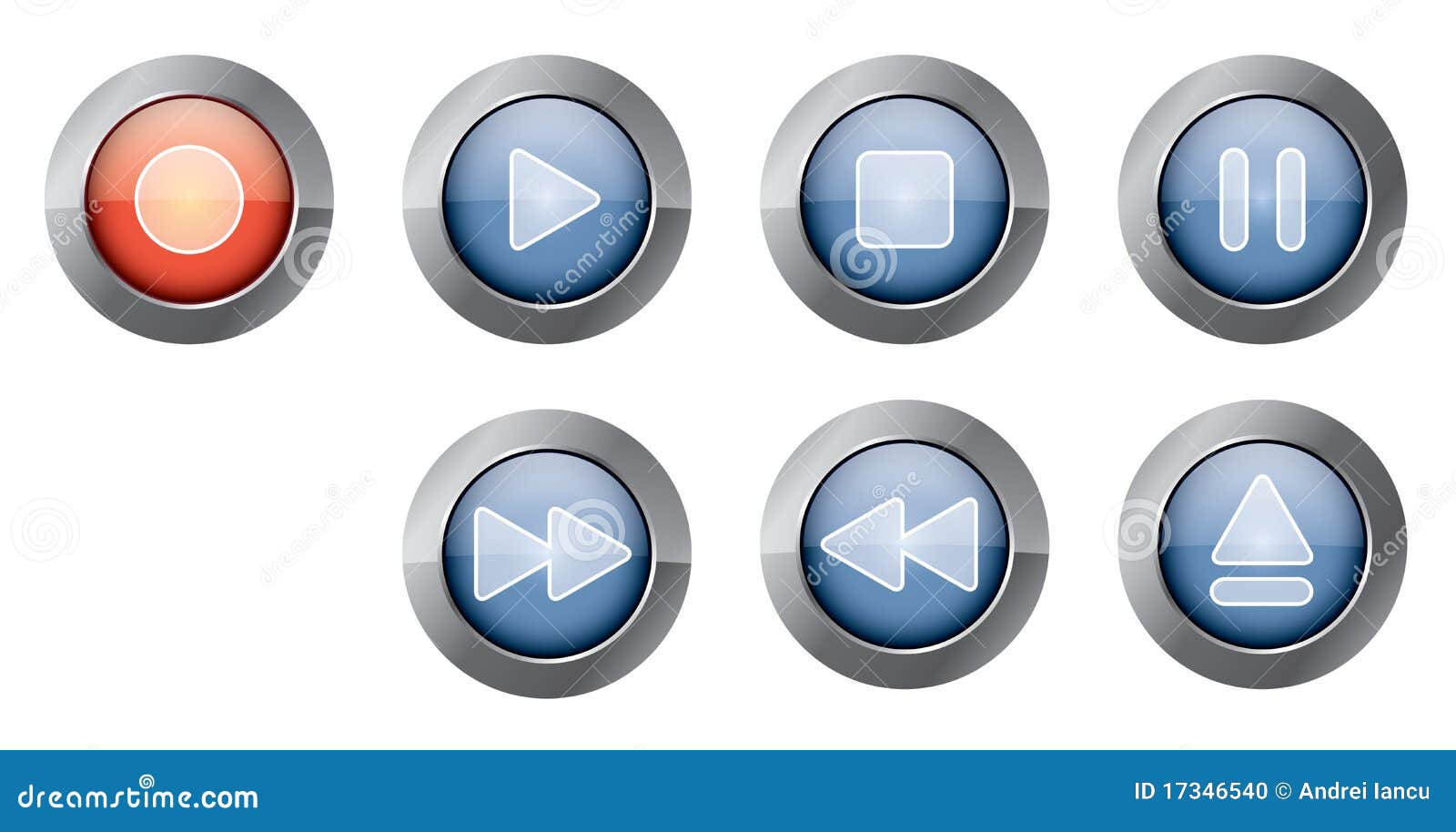 Blue playback buttons stock illustration. Illustration of glass - 17346540