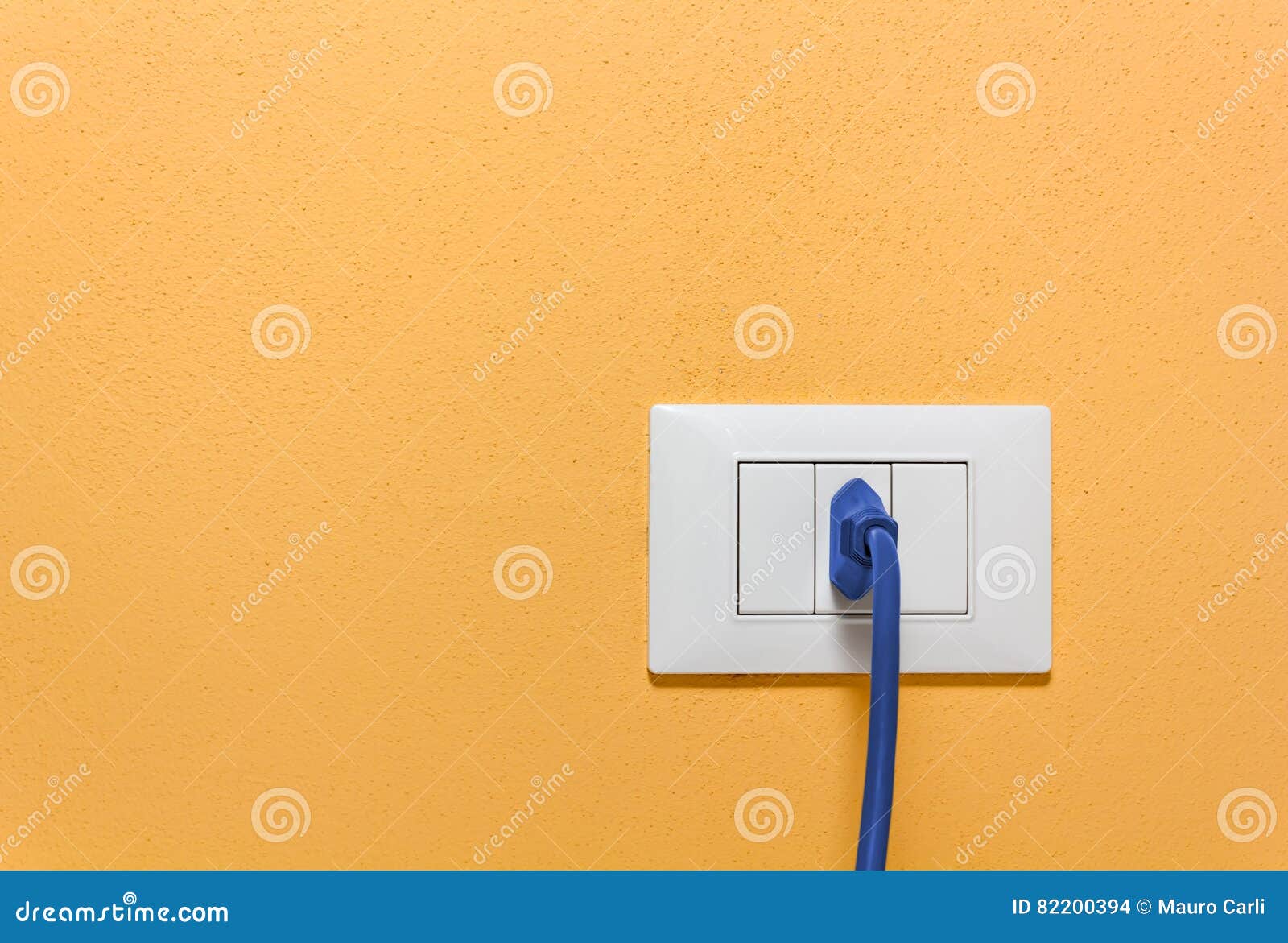 Socket Orange Boxes With Wires In A Wall. Cabling Installation Of ...
