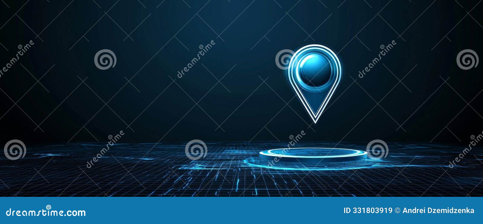 A Blue Point or Map Pin Indicating an Abstract Location or a Path of ...