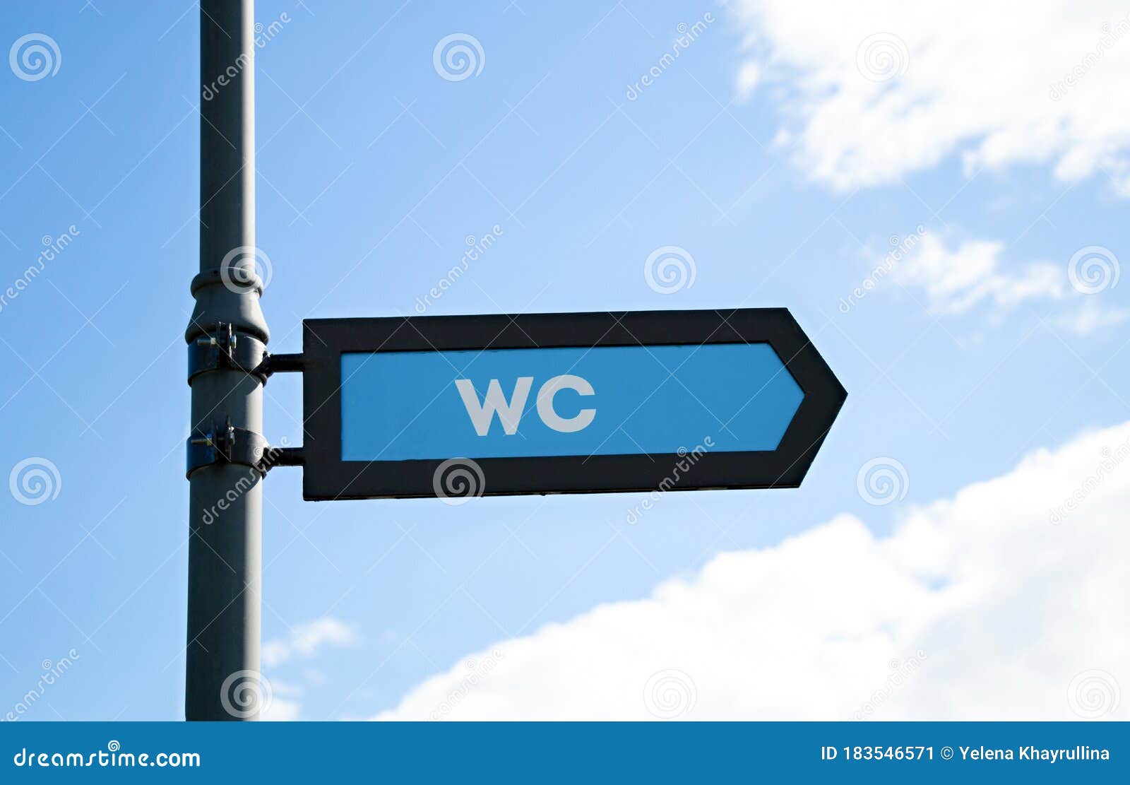 Blue Pointer of Public Toilet Sign, Sign Indicating of Public WC ...