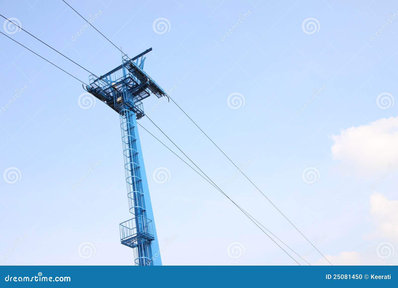 Blue pole of cable car stock photo. Image of technology - 25081450