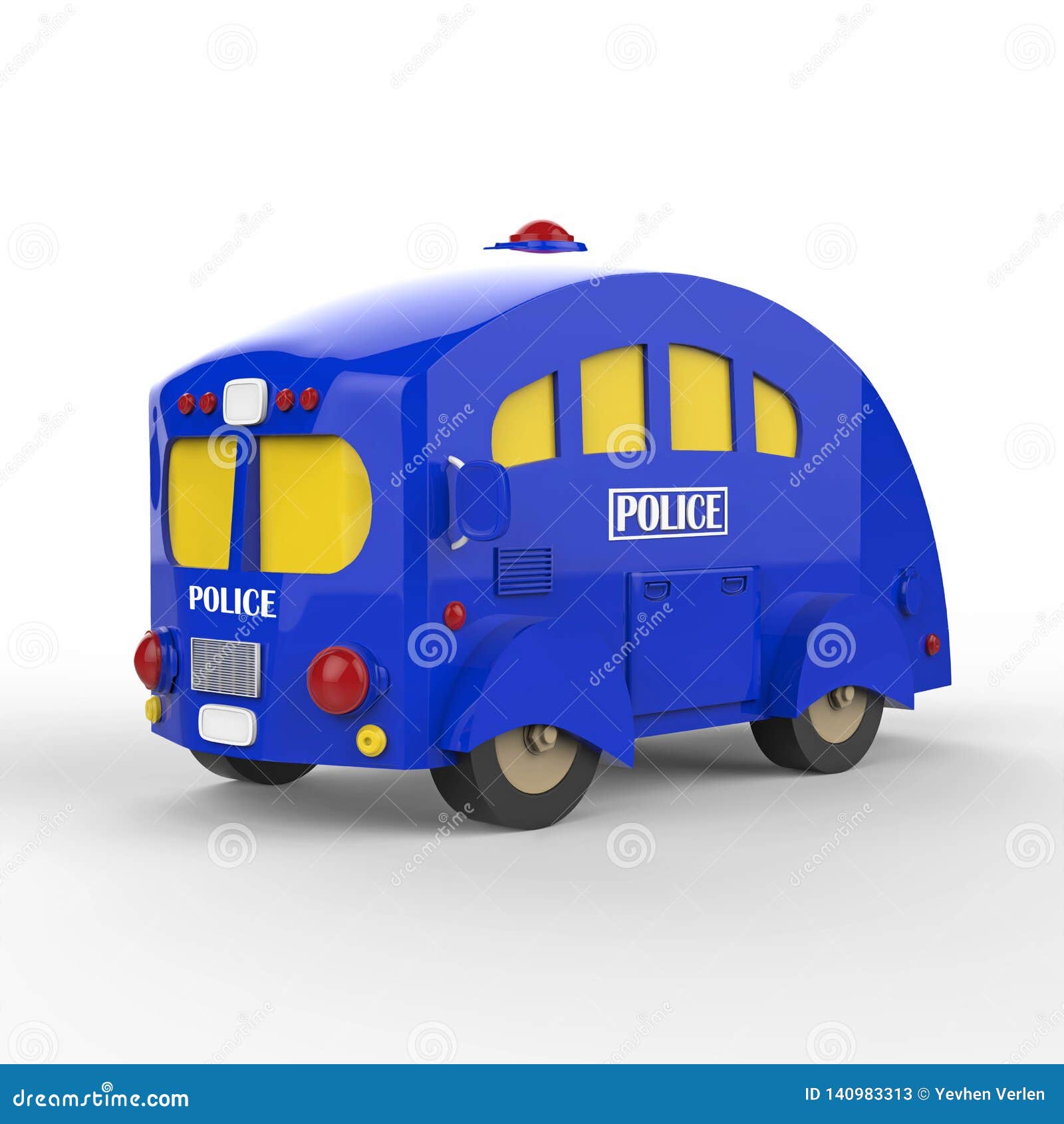 Blue Police Bus on White Background. 3d Render Stock Illustration ...