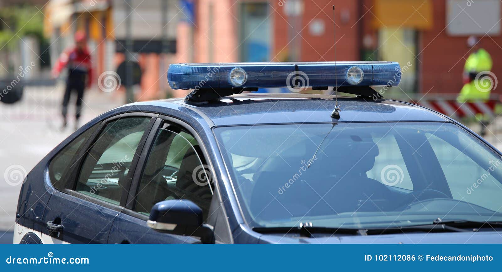 Police Car during Patrolling in the City Stock Photo - Image of light ...