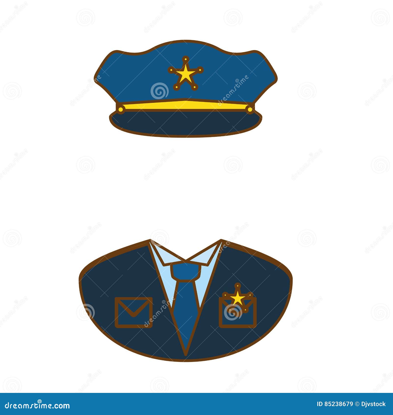 Blue Police Uniform Icon Image Stock Illustration - Illustration of ...