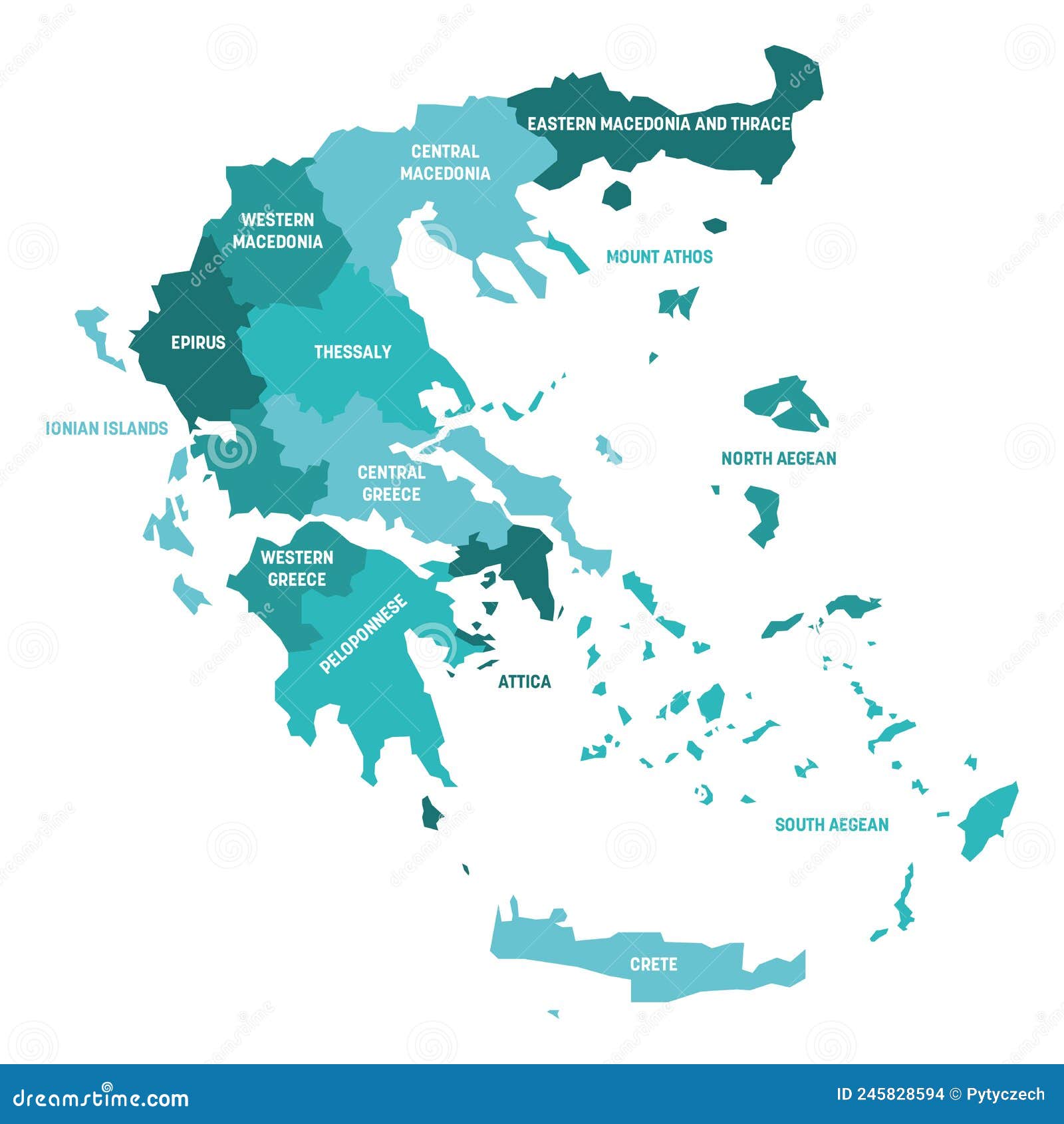 Greece - Map Of Decentralized Administrations Vector Illustration ...