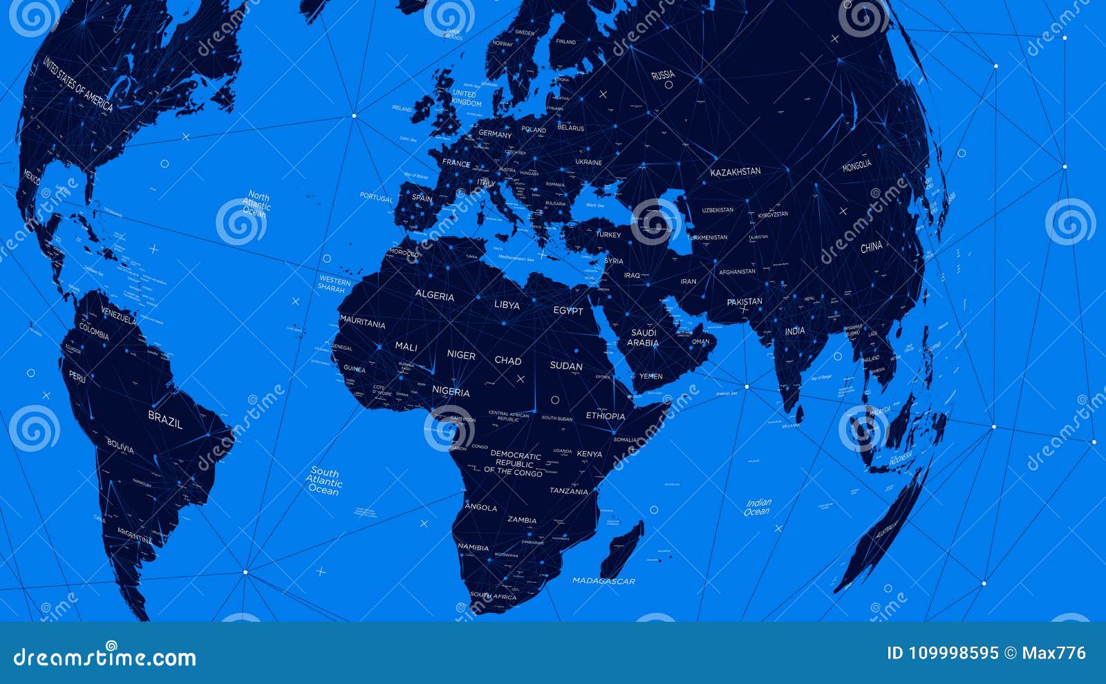 Blue Political Map of the World, Vector Flat Illustration Stock Vector ...