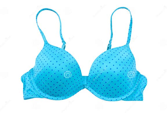 Blue Polka Dot Bra Isolated on White Stock Photo - Image of fashion ...