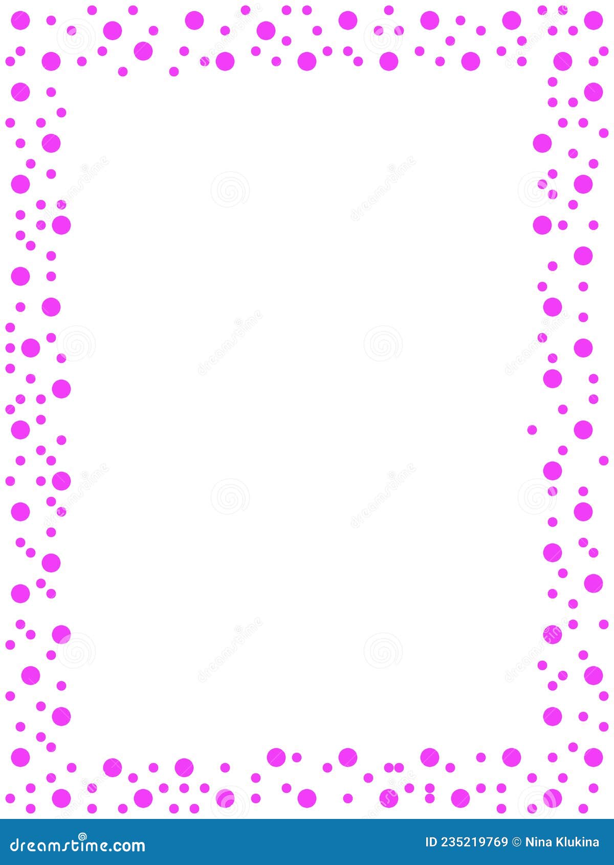 Frame with Blue Polka Dots on a White Background Stock Illustration ...