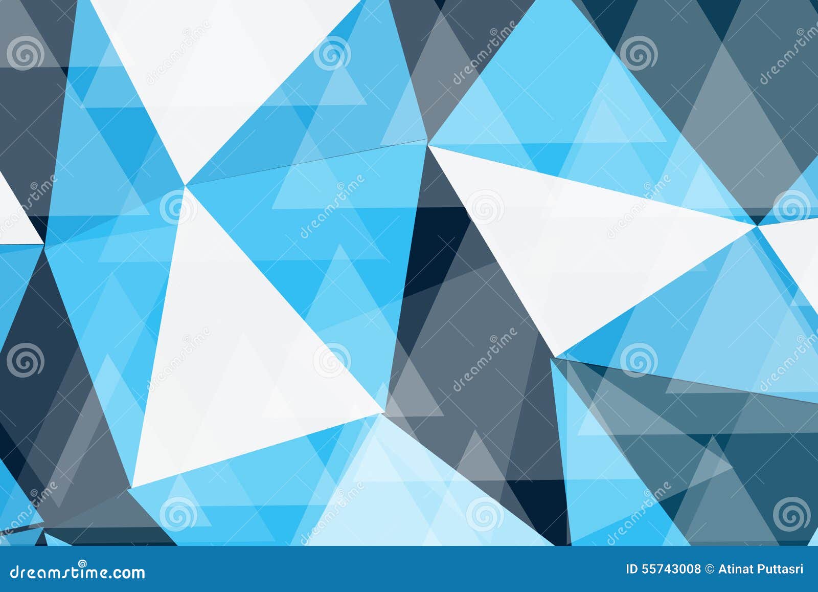 Blue Low Poly Triangles Background With Wireframes, 3d Render Stock ...