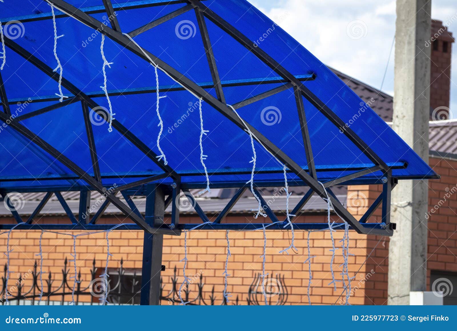 Blue polycarbonate canopy stock image. Image of panel - 225977723