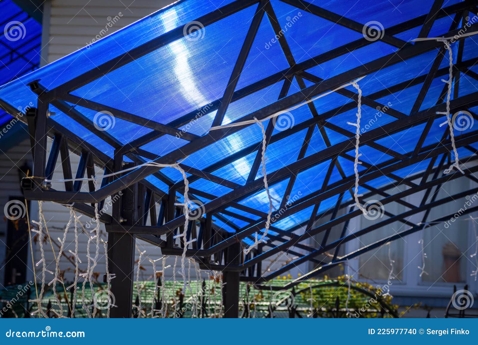 Blue polycarbonate canopy stock photo. Image of contemporary - 225977740