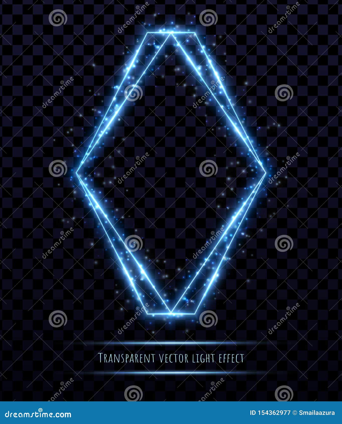 Blue Polygonal Frame with Light Effects Isolated on Transparent ...