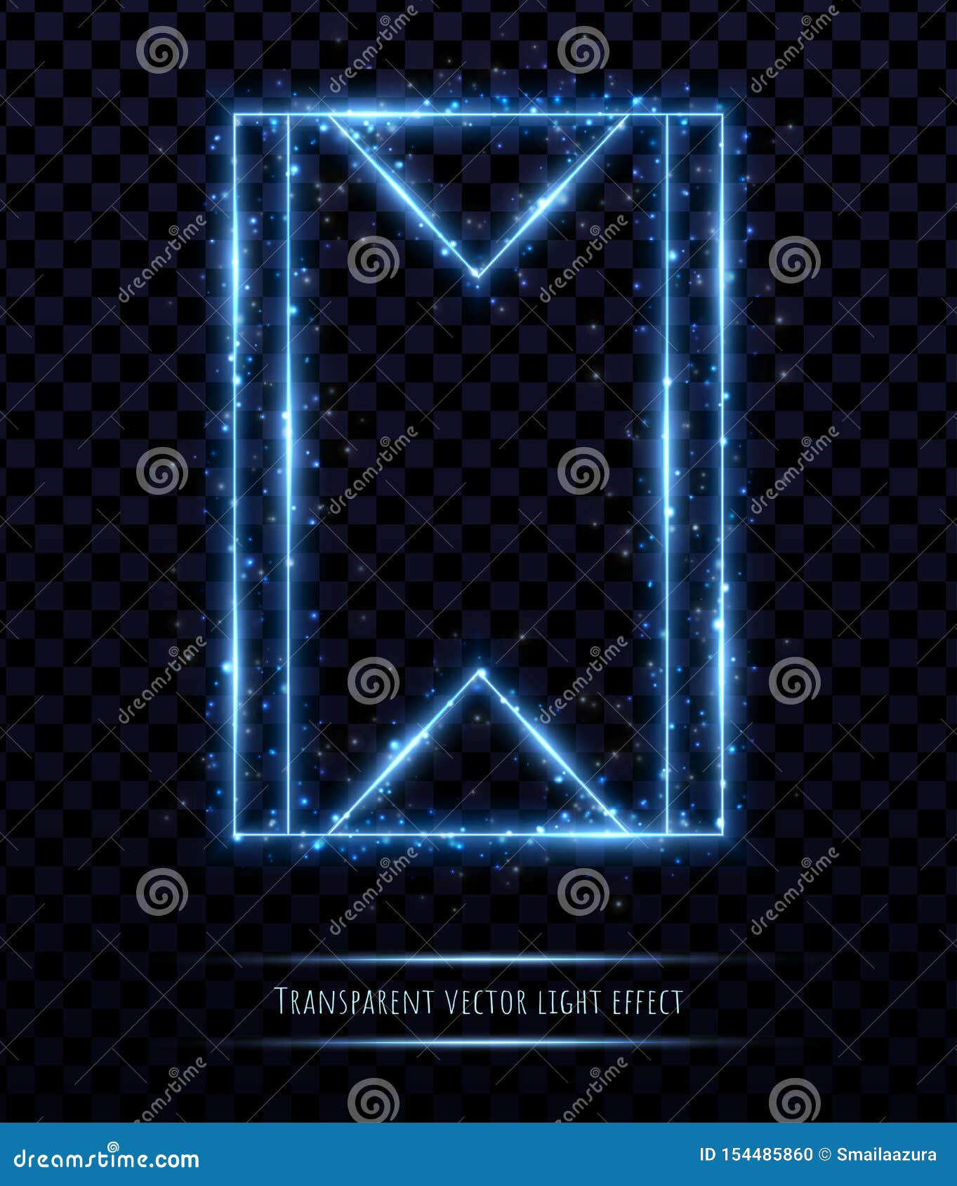 Blue Polygonal Frame With Light Effects Isolated On Transparent ...