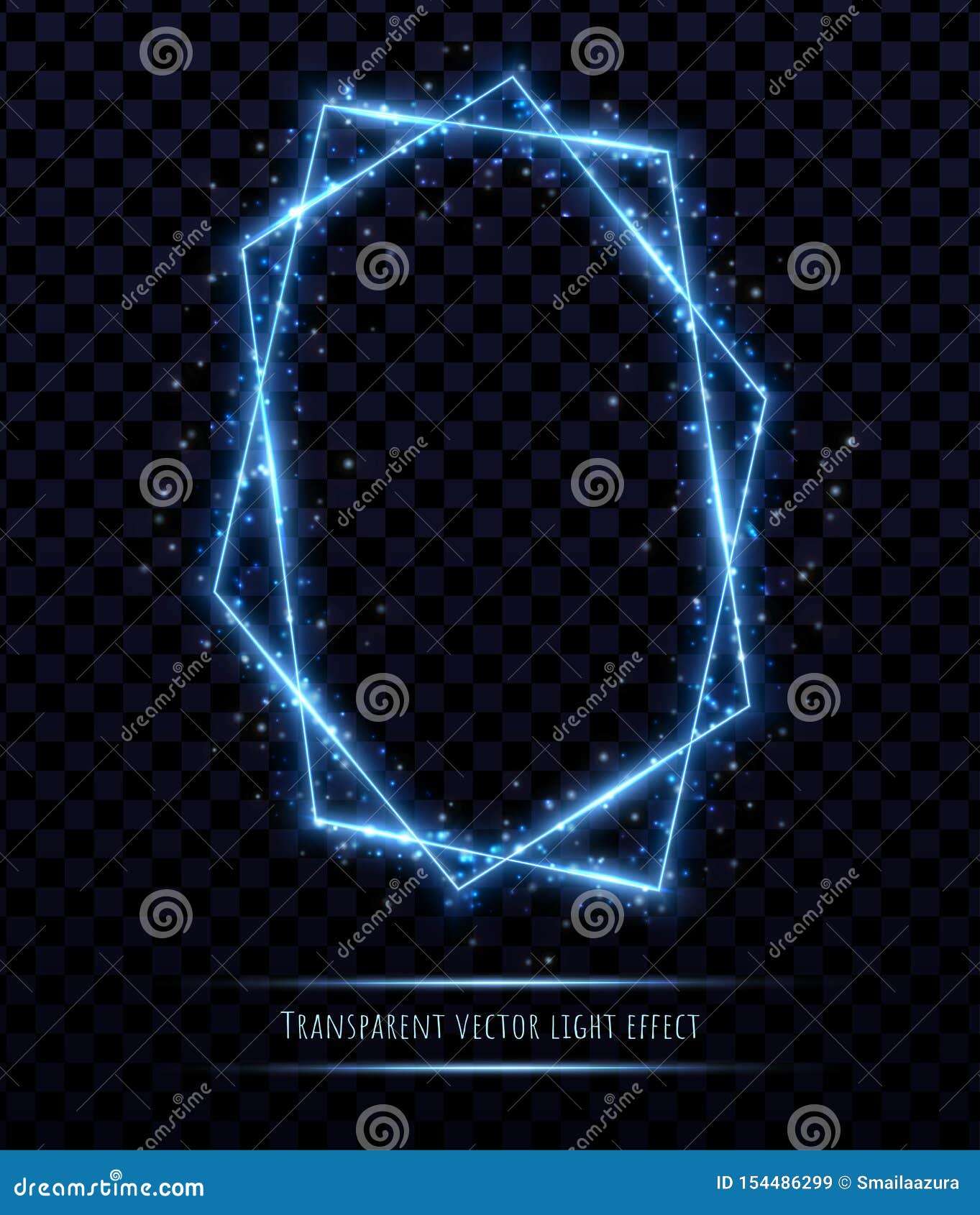 Blue Polygonal Frame with Light Effects Isolated on Transparent ...