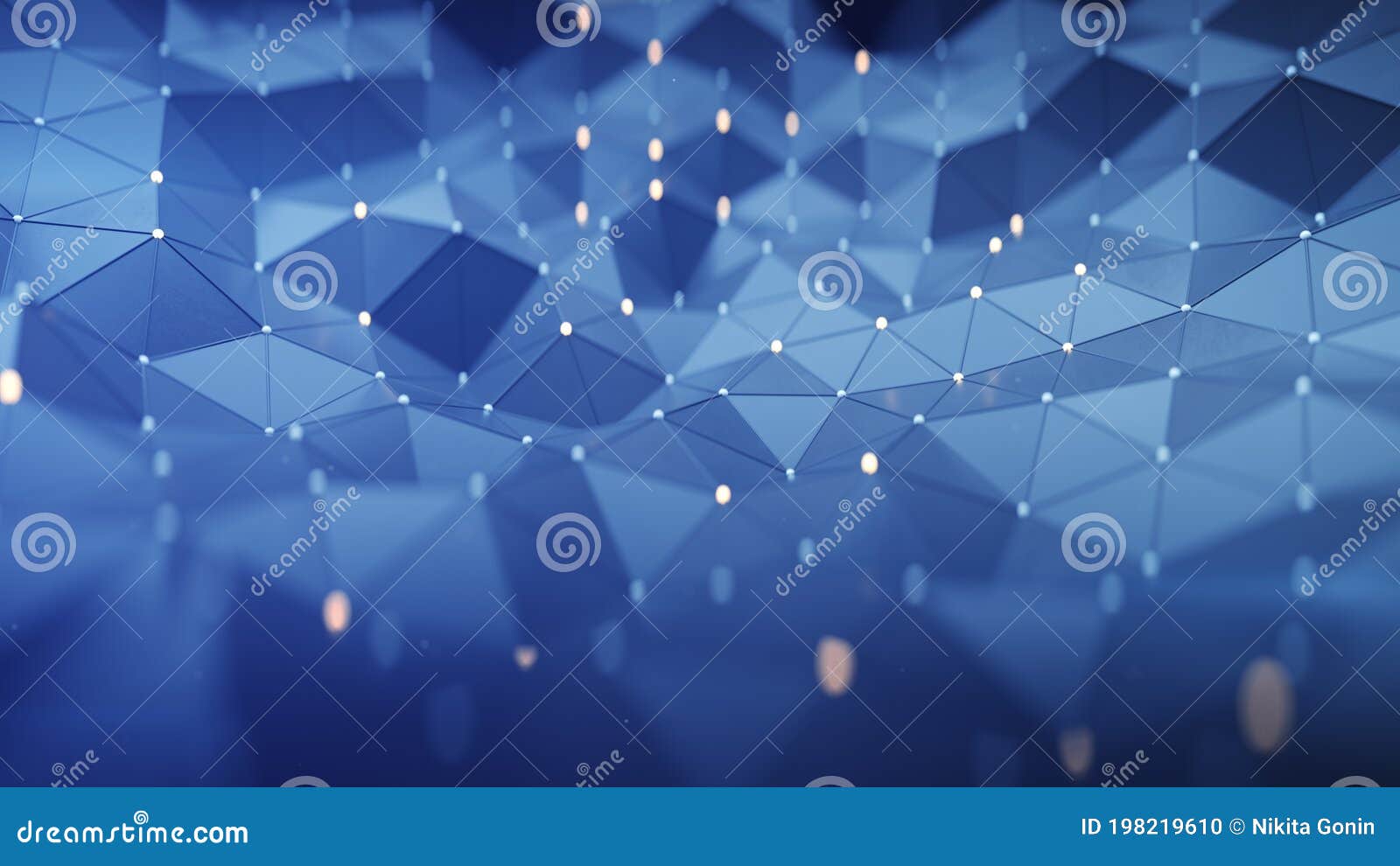 Blue Polygonal Space with Connected Nodes and Lines 3D Render Stock ...