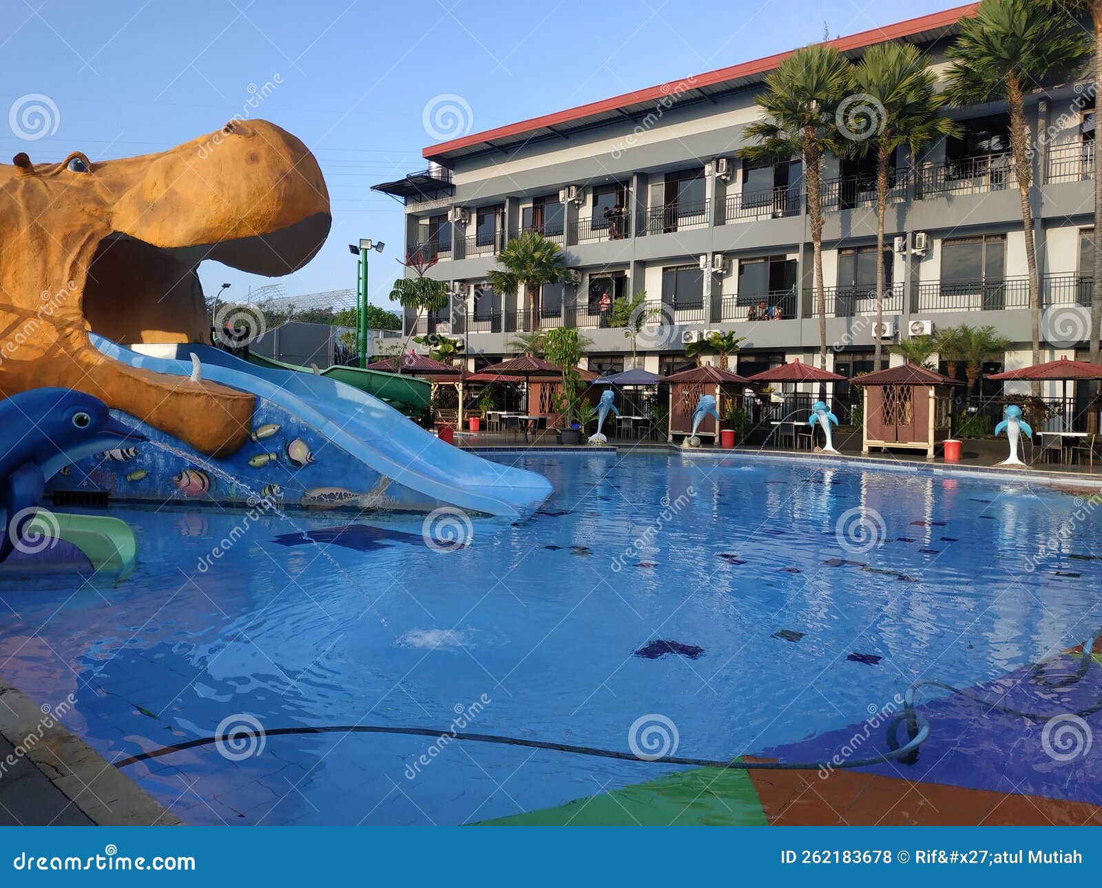Blue Pool and Blue Sky in the Morning, Happy Day Editorial Stock Photo ...