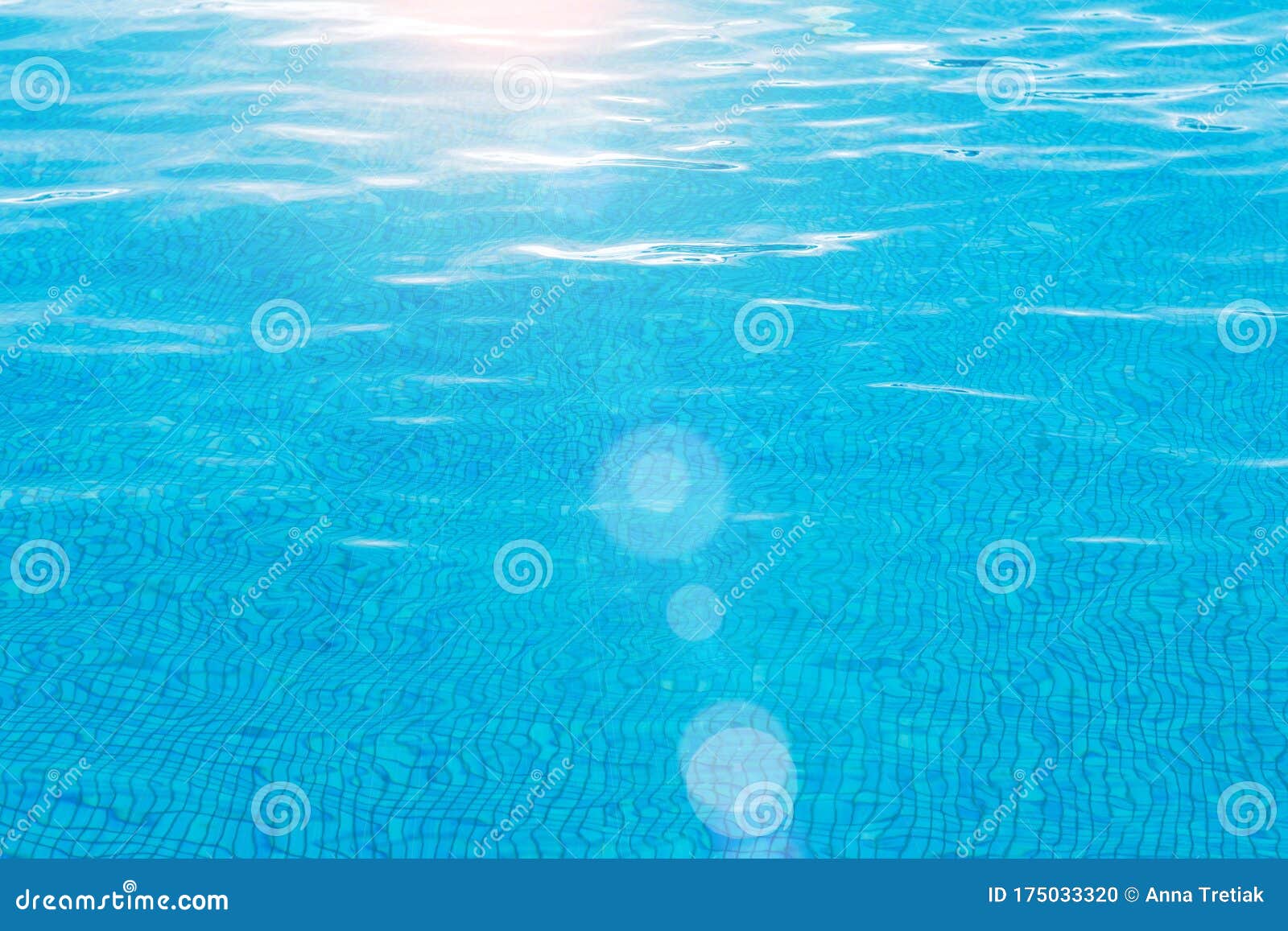 Blue Pool Surface Pool Water Background with Sun Reflection Stock Photo ...