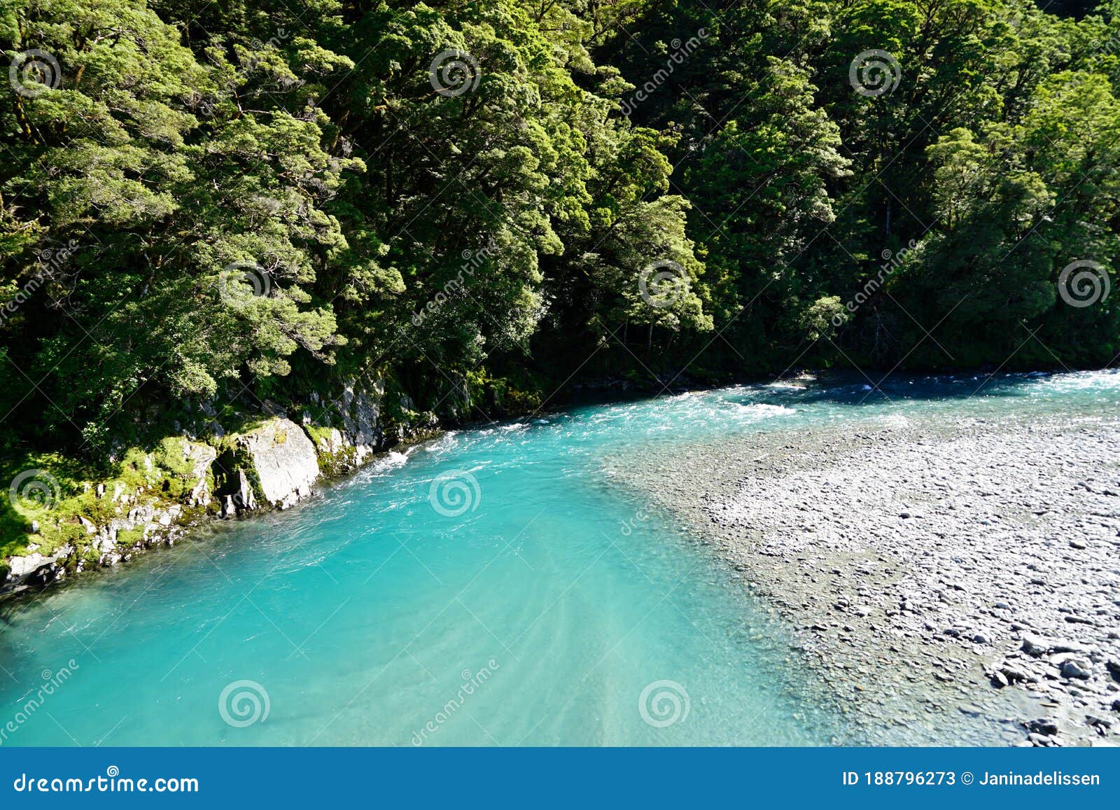 Blue Pools Track at Mt. Aspiring. Stock Image - Image of lake, blue ...