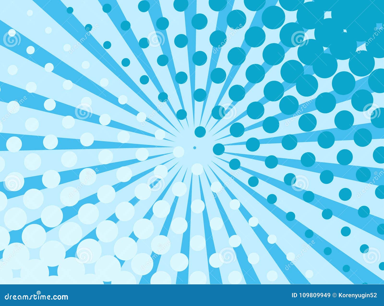 Blue Pop Art Retro Background with Exploding Rays and Dots Comic Stock ...